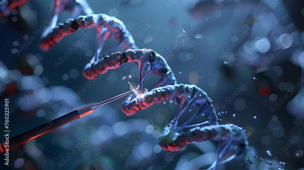 Genetic engineering concept with CRISPR-Cas9 molecules and gene editing ...