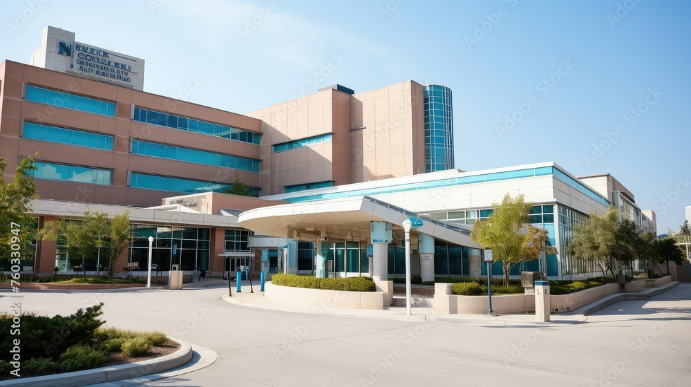 clinic front hospital building illustration facade reception, ambulance ...