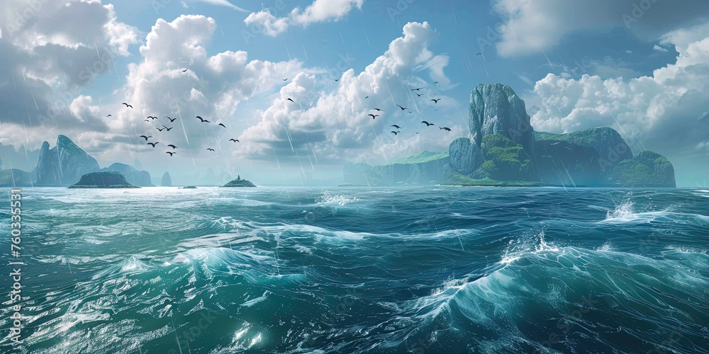 Ocean background, video game style graphics oceans level design ...
