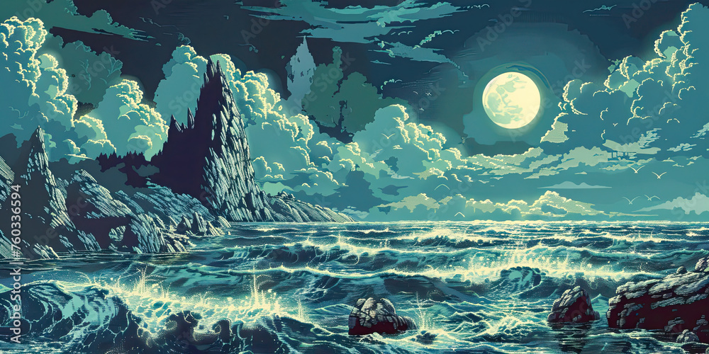 Ocean background, video game style graphics oceans level design ...