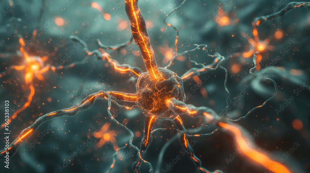 Inside the brain and human body. Concept of neurons and nervous system ...