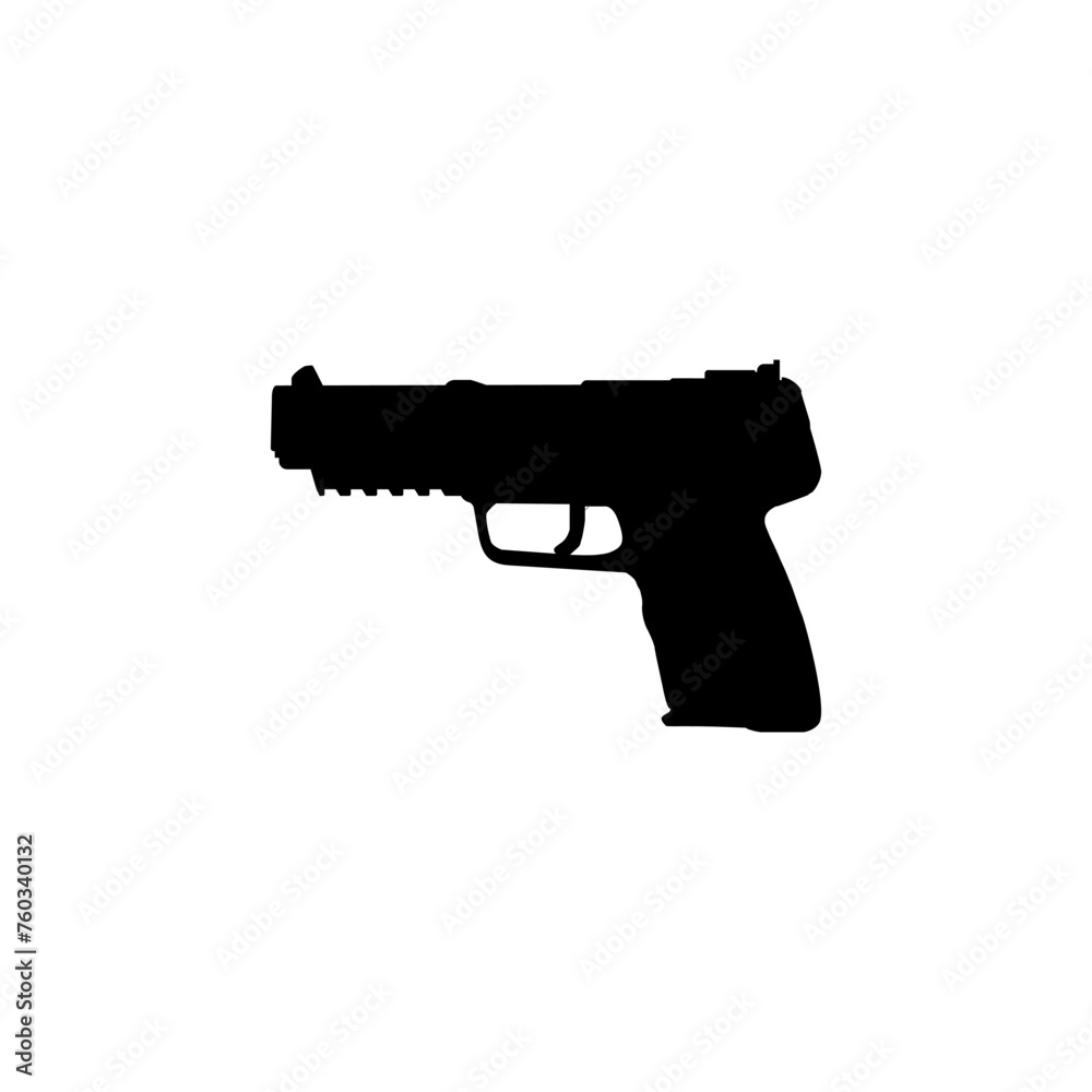 Silhouette of Hand Gun also known as Pistol, Flat Style, can use for ...