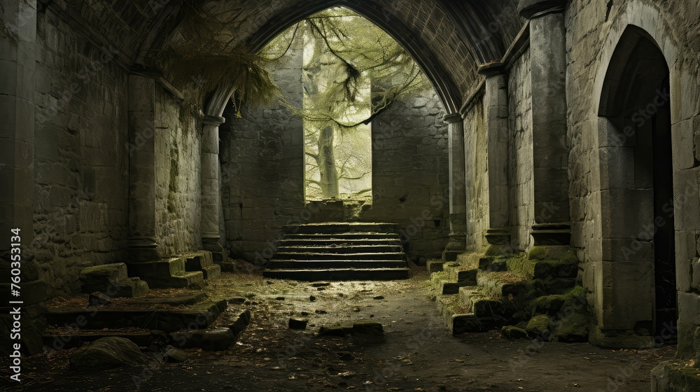 eerie empty church building illustration quiet forgotten, hollow barren ...