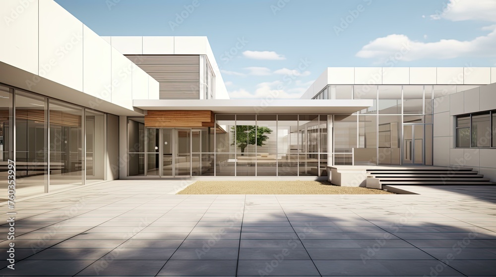 cafeteria entry school building illustration gymnasium auditorium ...