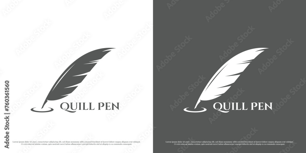 Simple quill pen logo icon. Silhouette quill pen ink author writer ...