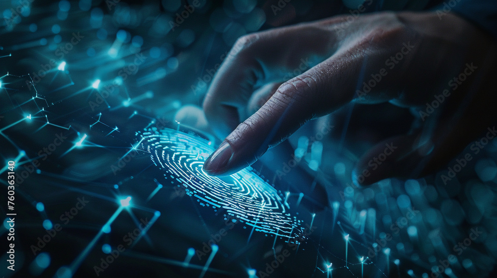 businessmen Fingerprint scanning and biometric authentication ...