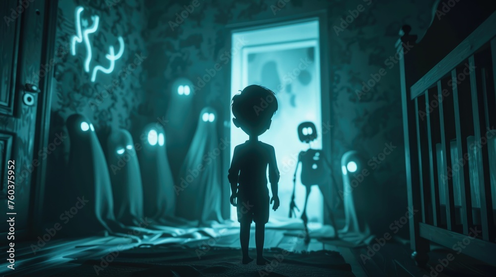 Scared at night, ghostly figures and childhood fears visualized in 3D ...
