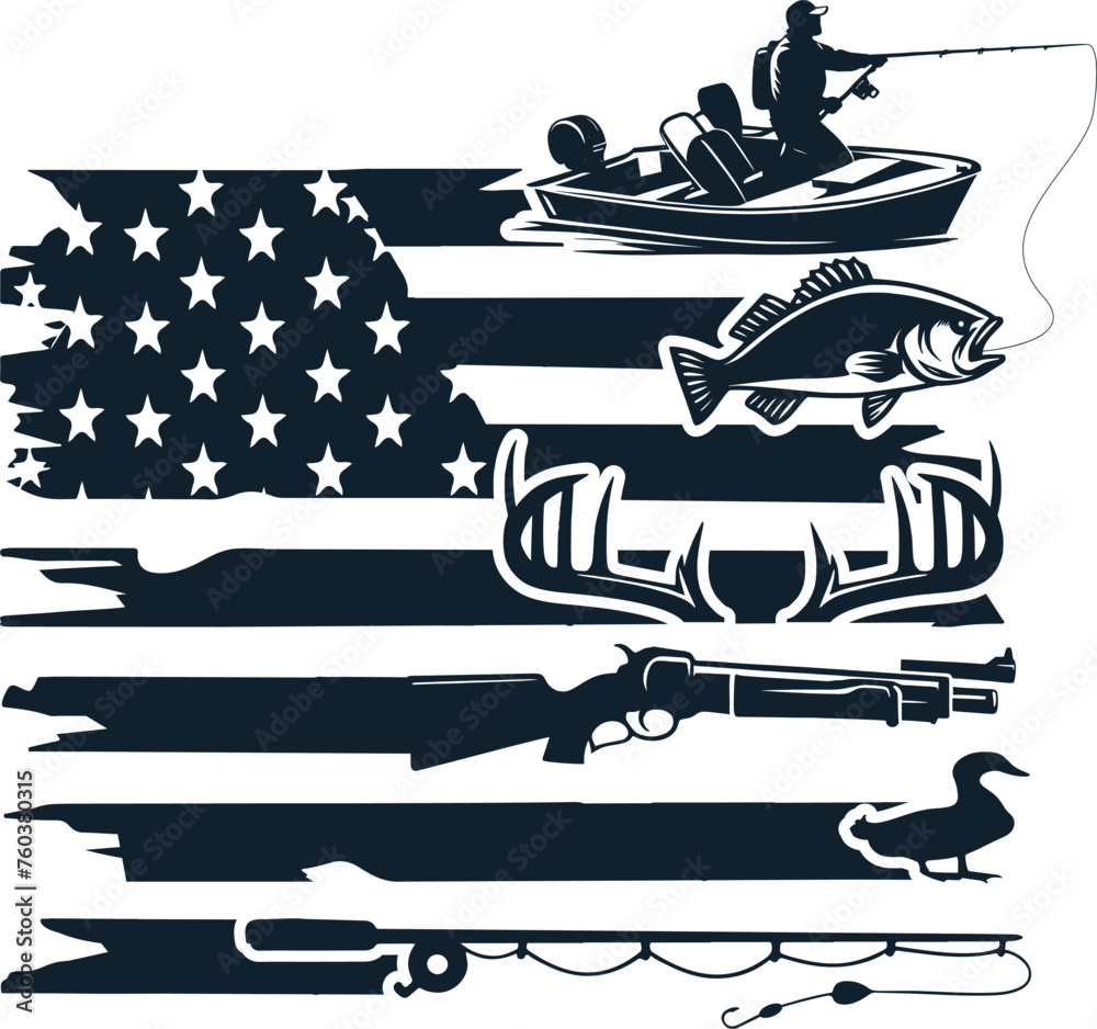 Fishing and Hunting American Flag Svg, Fishing and Hunting American ...