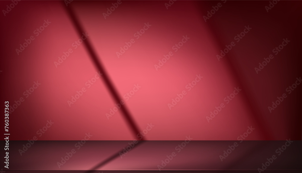 Red Background Studio WallRoom with Light,Shadow Reflection on Metallic ...