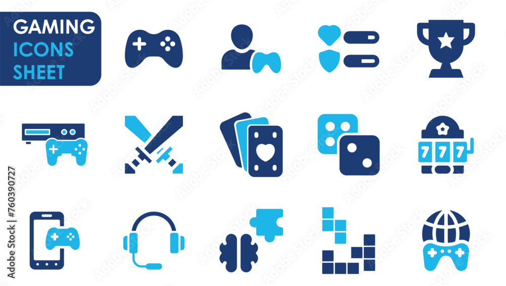 Game icon set. Gaming icon elements containing points and life bars ...