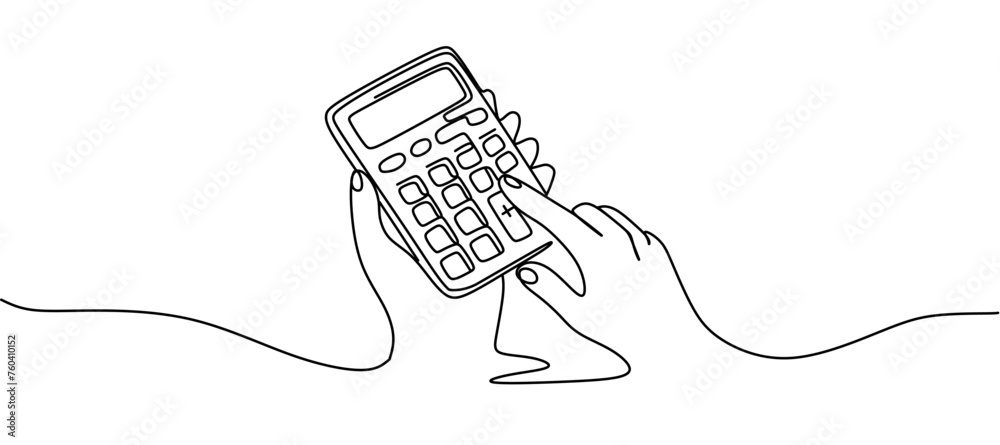 One line drawing calculator tool to help counting number. Technology ...