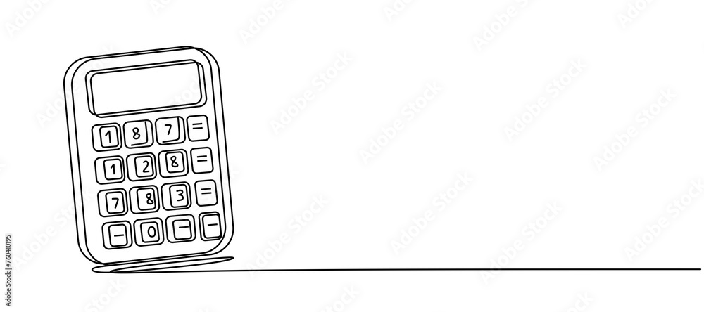 One line drawing calculator tool to help counting number. Technology ...