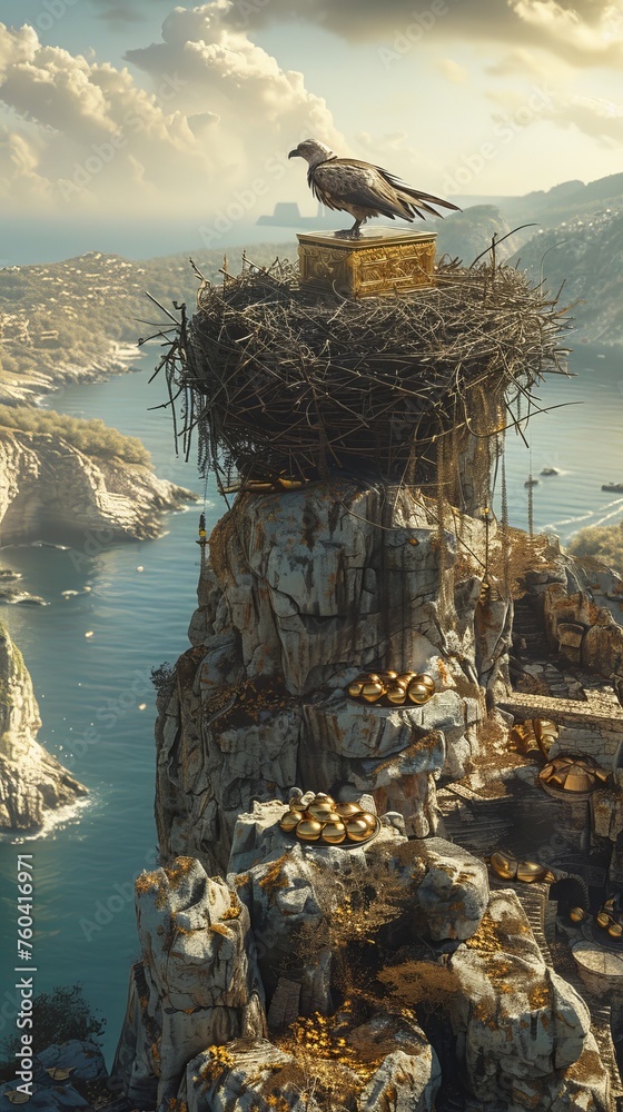 Midgard Serpents head emerging from the dark waters of the North Sea ...