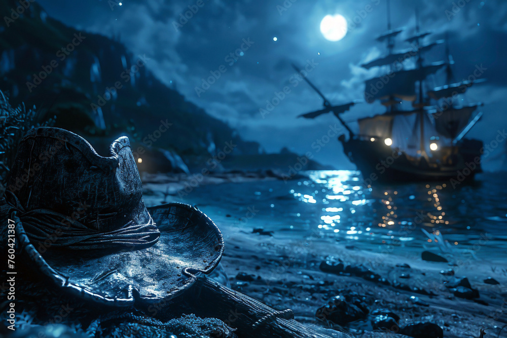 Foto de Pirate Ship, Captains Hat, Bold and fearless, At a hidden cove ...