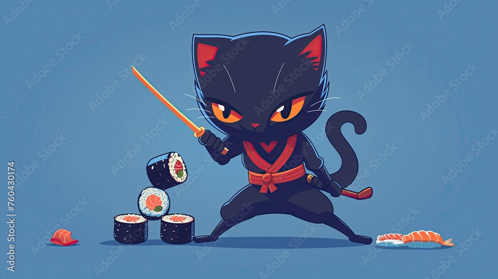 Cute Minimalist Animal Ninja Funny Cartoon for Desktop Wallpaper or ...