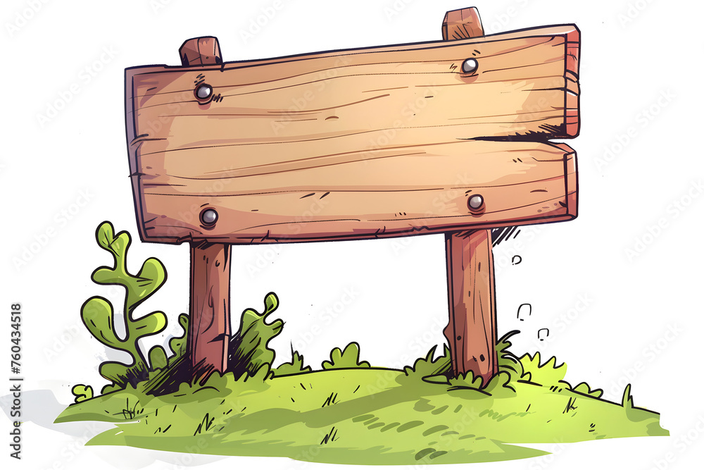 Cartoon-Stil Holzschild auf weißem Hintergrund: Lustige Illustration ...