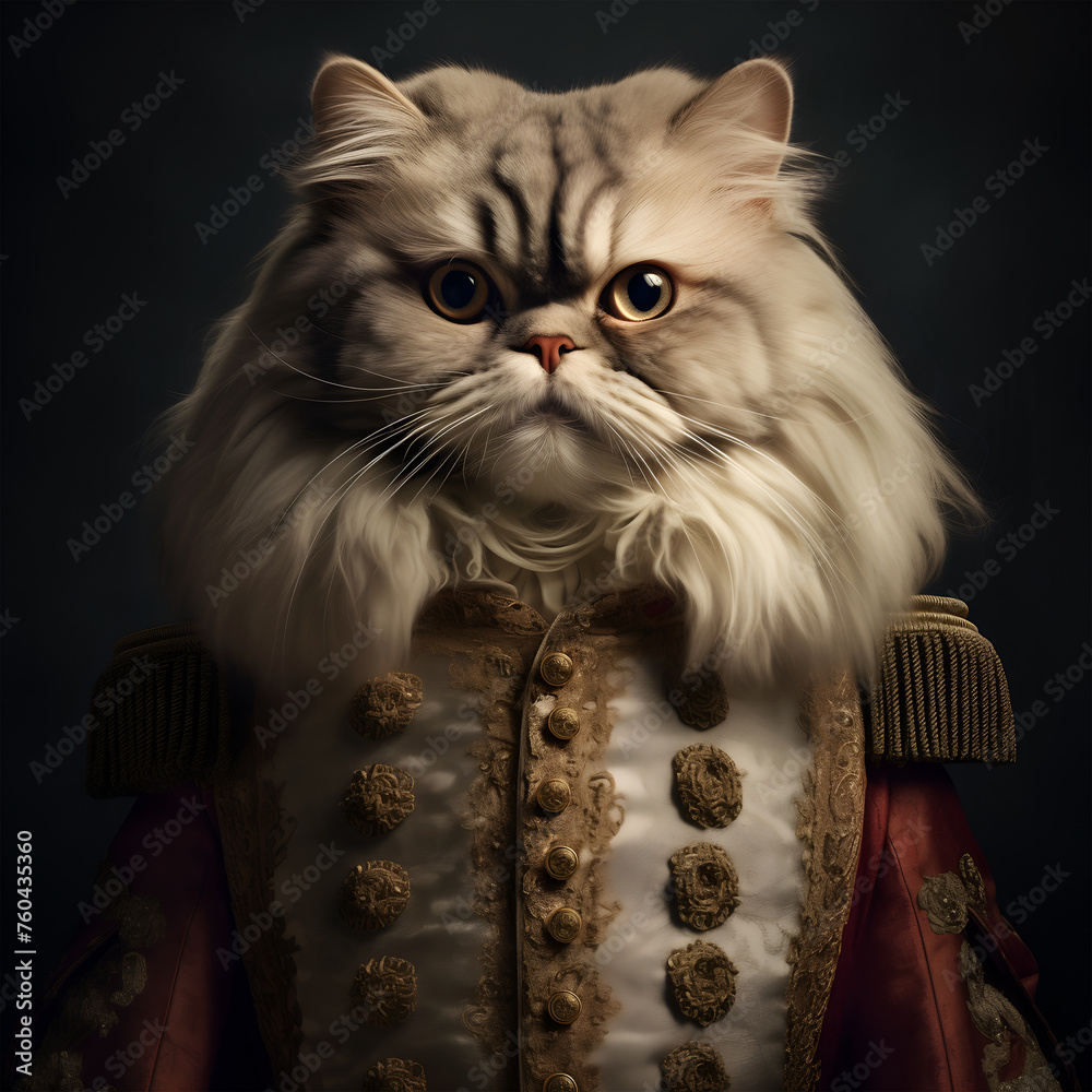Realistic lifelike British Longhair cat kitten kitty in renaissance ...