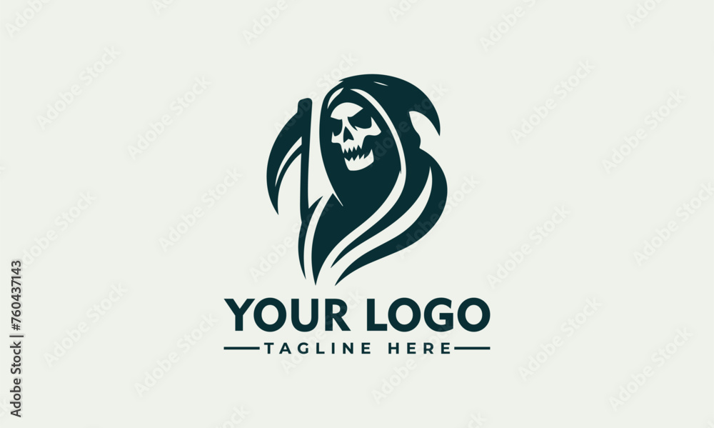 Vecteur Stock simple Modern Grim Reaper Logo Vector Grim Reaper Holding ...