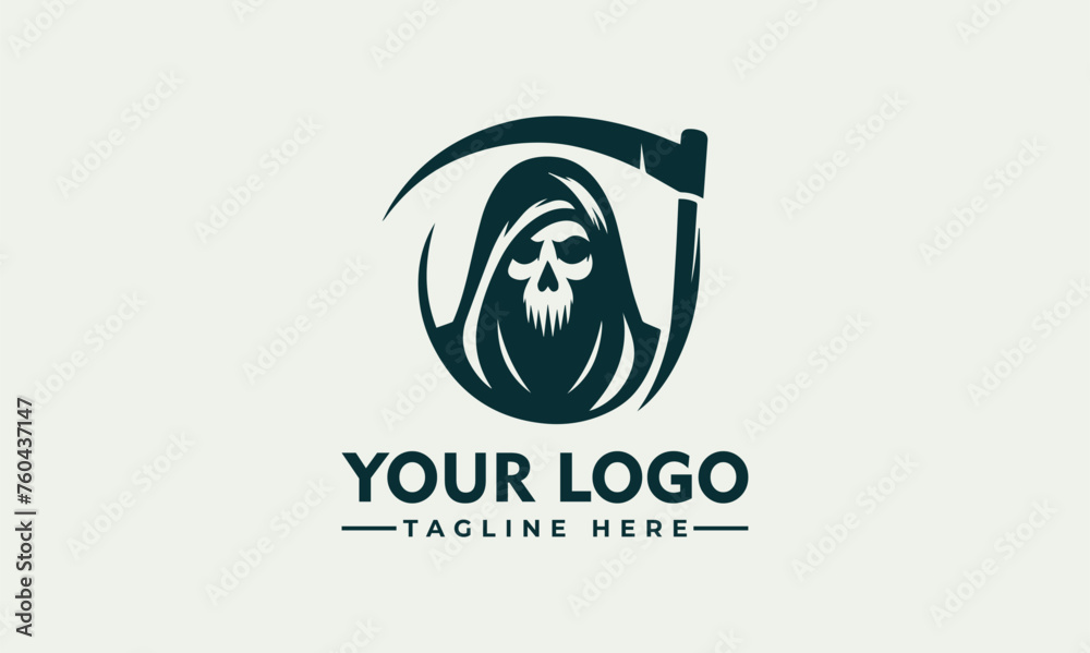 simple Modern Grim Reaper Logo Vector Grim Reaper Holding Scythe ...