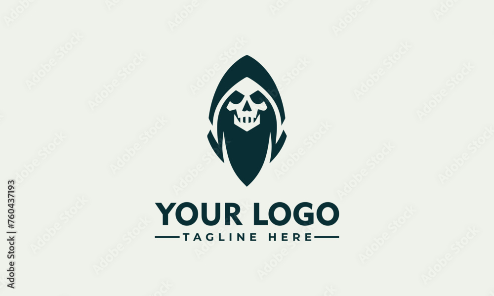 simple Modern Grim Reaper Logo Vector Grim Reaper Holding Scythe ...