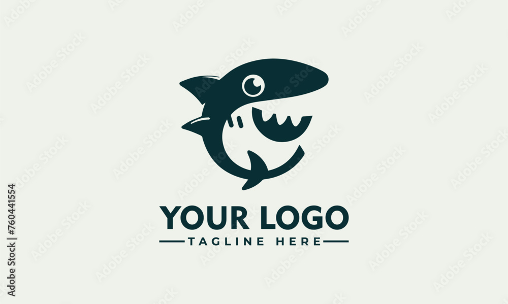 simple logo A fun and cute shark with perfect teeth Stock Vector ...