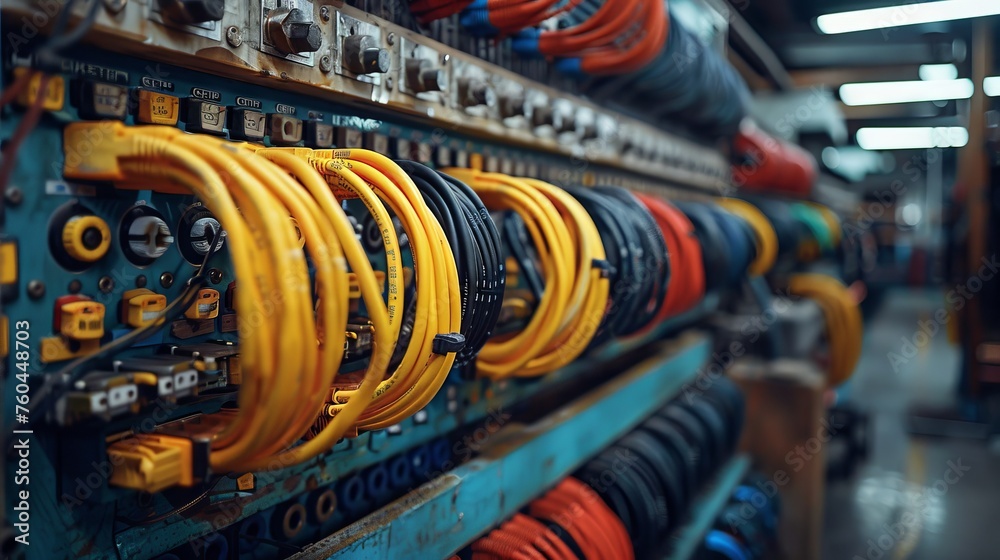 Media Converters. Fiber Optic cables connected to an optic ports and ...