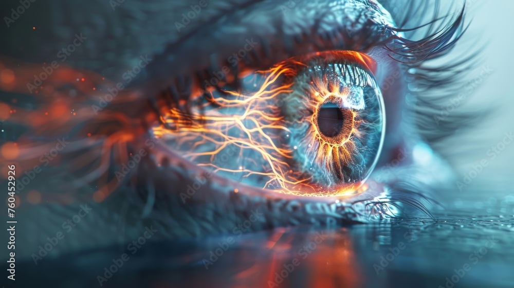 Detailed 3D hologram illustration showcasing human eye anatomy for ...