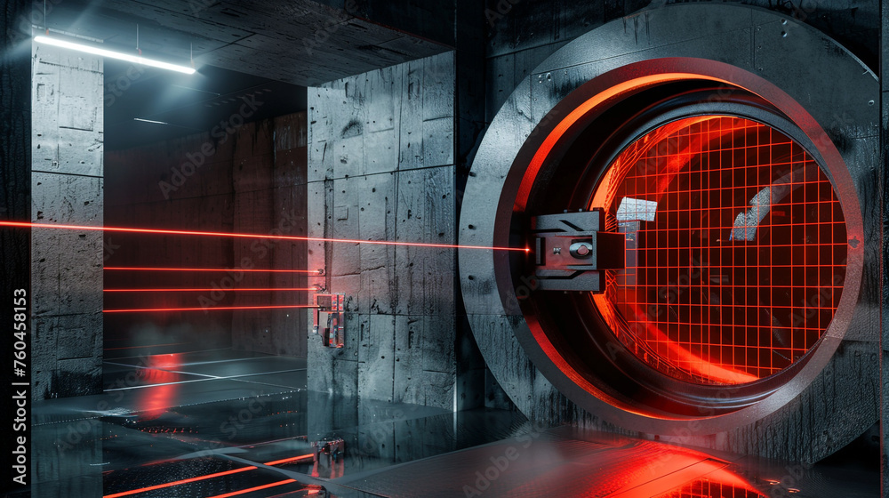 An underground vault protected by layers of security, with 3D-rendered ...