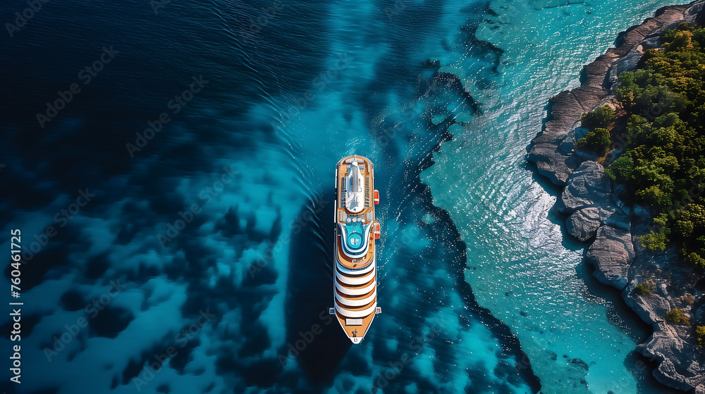 Aerial view of cruise liners beautiful white cruise in ocean sea ...