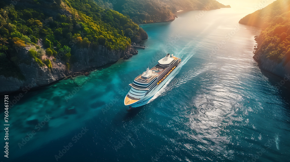 Aerial view of cruise liners beautiful white cruise in ocean sea ...