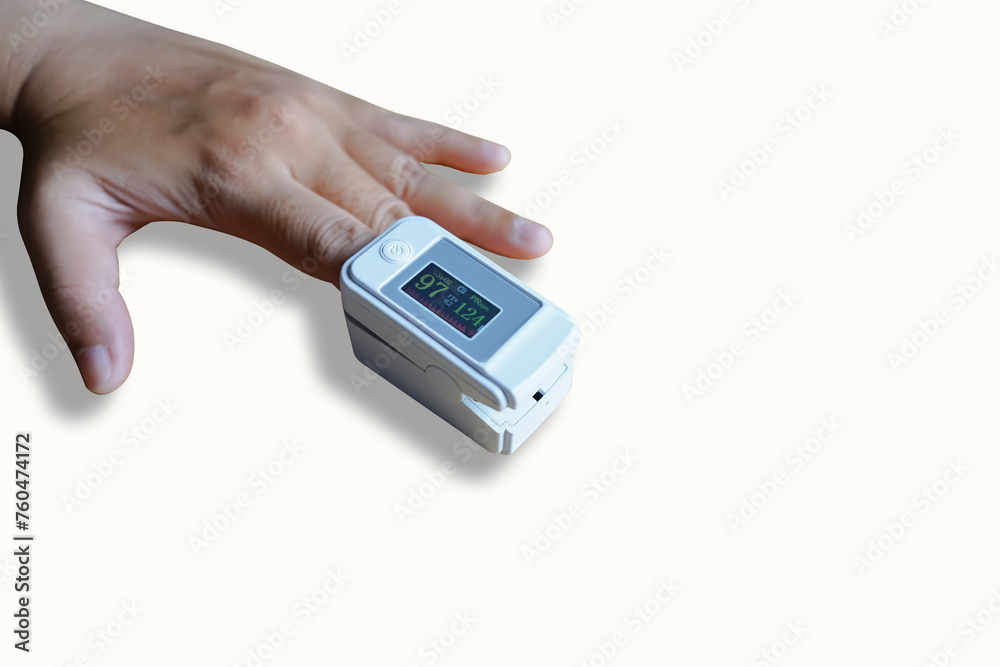 An oximeter is used to measure the pulse rate and oxygen level in the ...