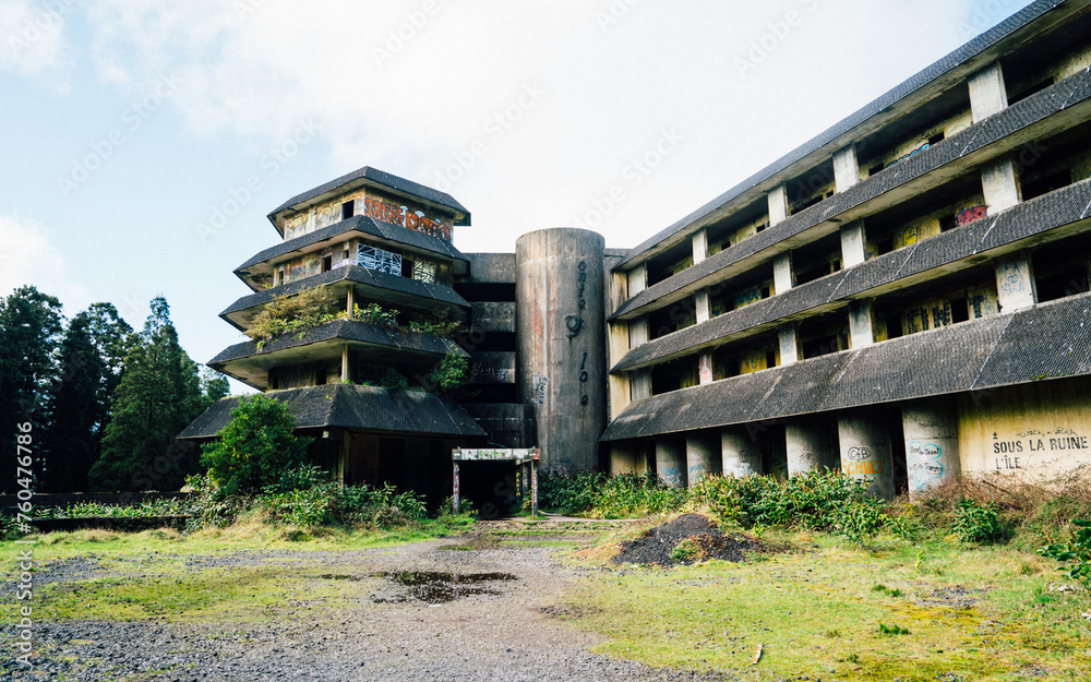 Sao Miguel Azores 14.2.2024: Front facade ruin of abandoned five star ...