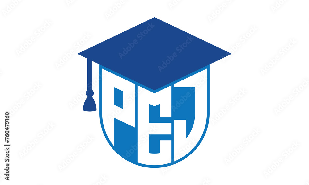 PEJ initial letter academic logo design vector template. school college ...