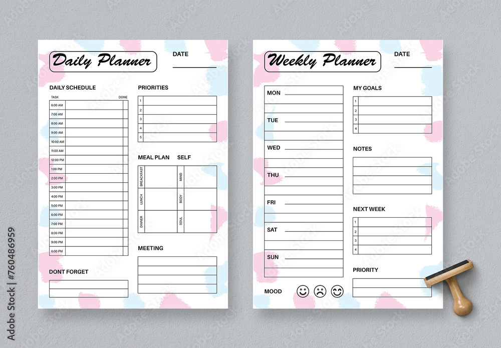 Daily Planner Template Layout Stock Template | Adobe Stock