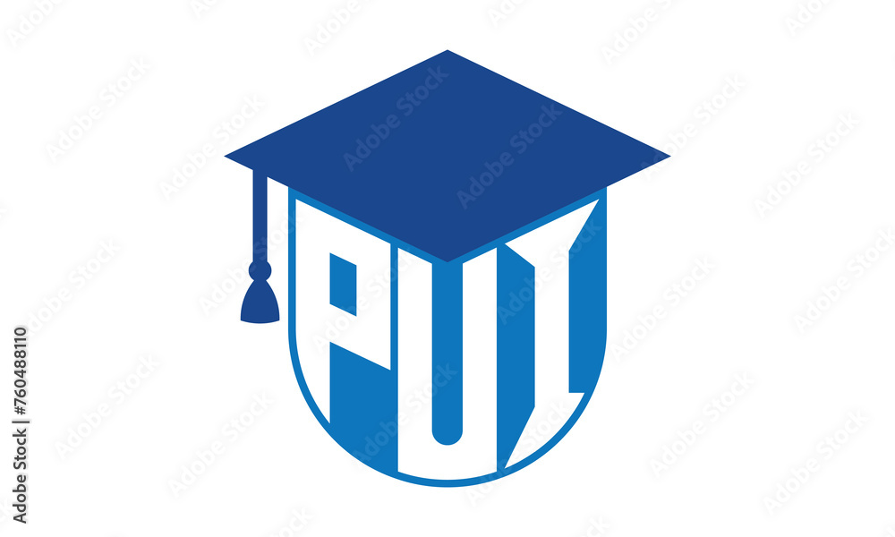PUI initial letter academic logo design vector template. school college ...