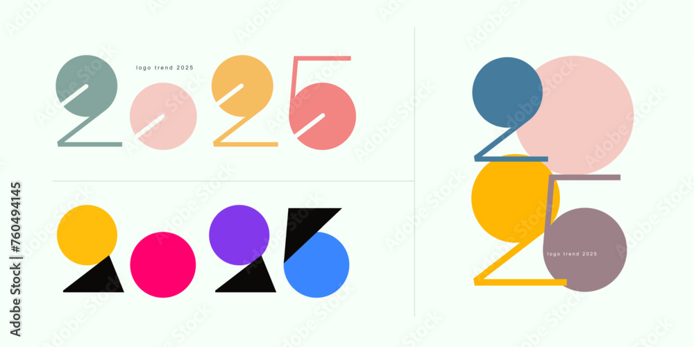 Trend logo Happy New Year 2025 set. Collection of design with ...
