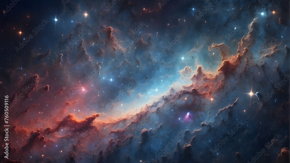 Vibrant cosmic cloud nebula in space captured in an HDRI panorama ...