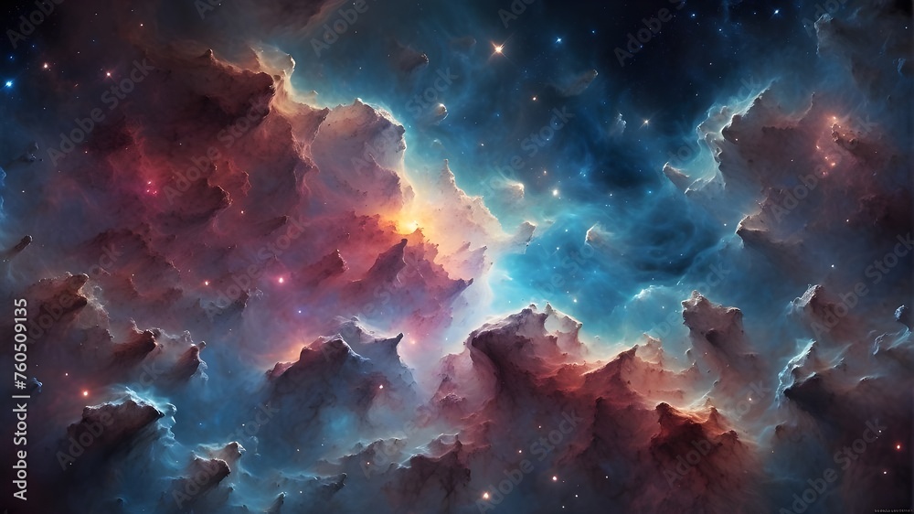 Vibrant cosmic cloud nebula in space captured in an HDRI panorama ...