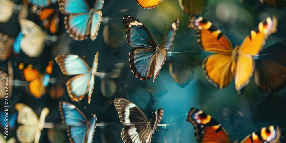 Wall Display of Varied Butterfly Specimens. Colorful butterflies in a ...