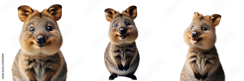 Triple Portrait Quokka Wallaby Beautiful Expression Transparency ...