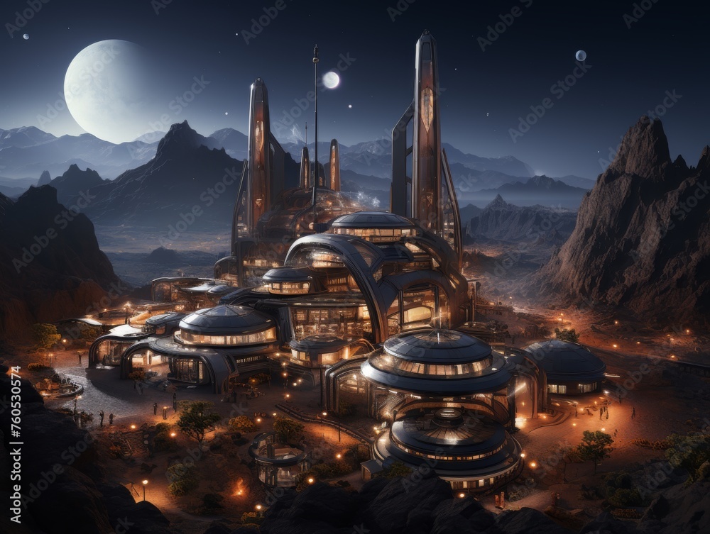 Space tourism advertisement for a luxury resort on Mars, showcasing ...