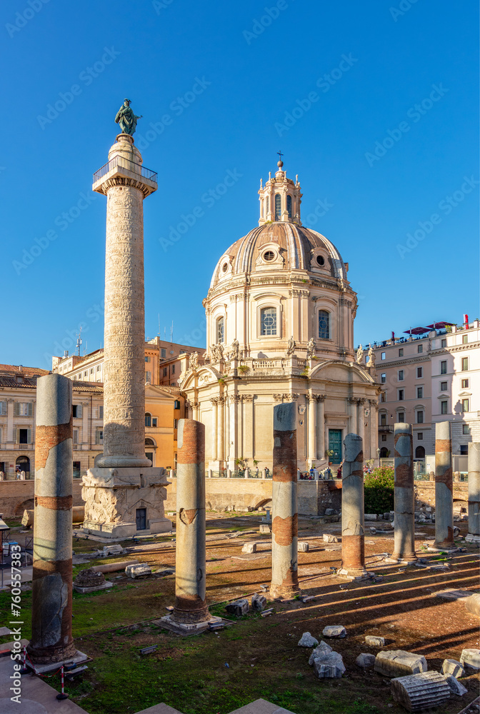 Trajan's Column and Church of the Most Holy Name of Mary at Trajan ...