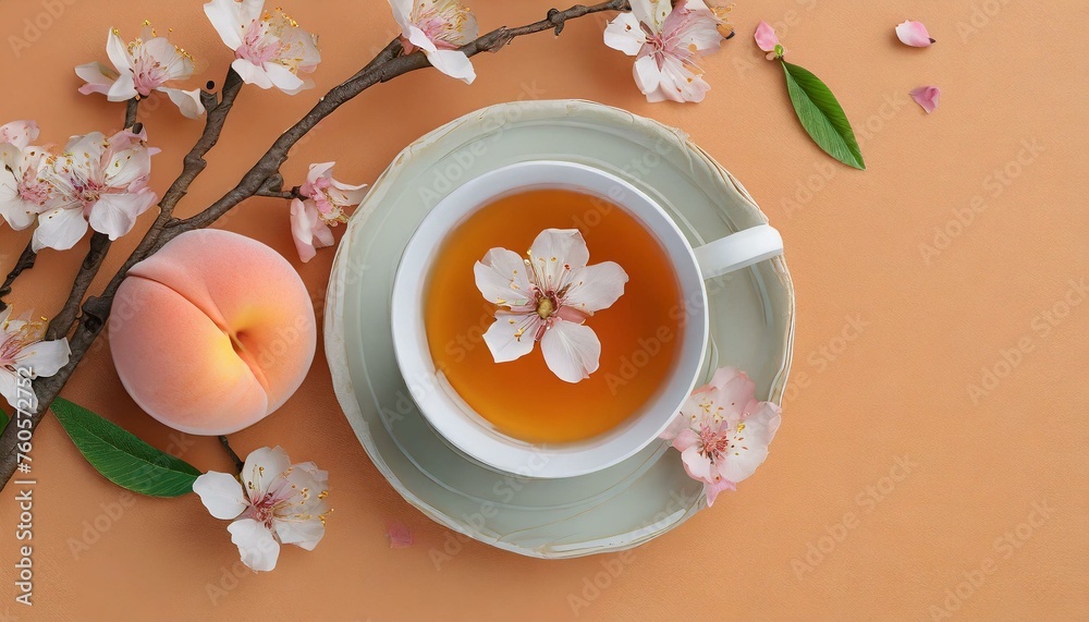 XÍCARA DE CHÁ DE PESSEGUEIRO EM UM CONCEITO DE CHÁ DE ERVAS MEDICINAIS ...