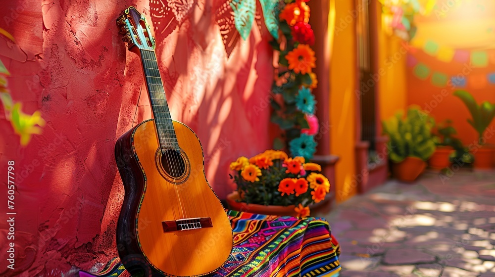 Mexican Culture-Themed Background with Papel Picado and Folklorico ...