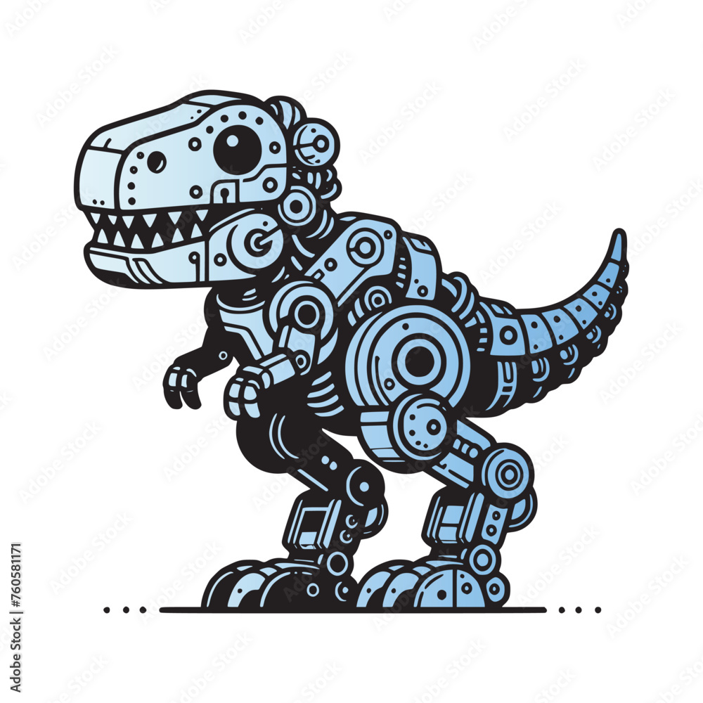 cartoon robot t-rex mecha machine vector illustration Stock Vector ...