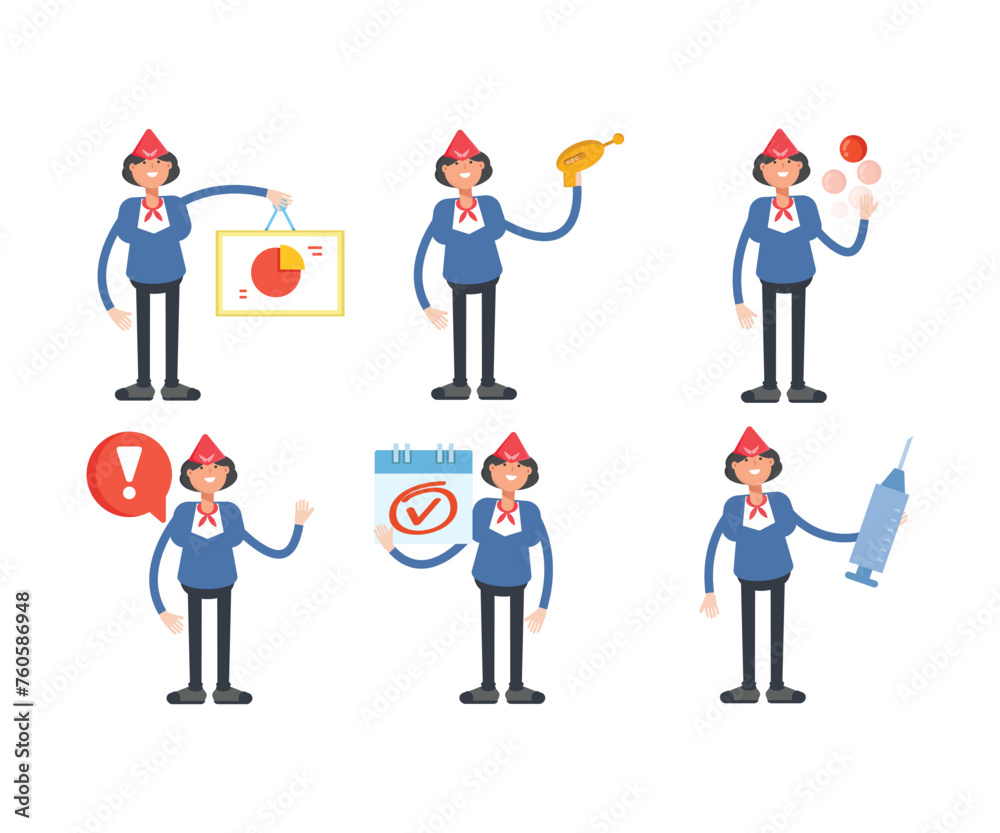 air hostess characters in different poses set vector illustration Stock ...
