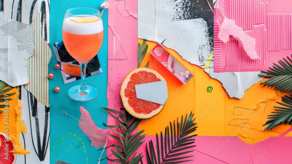 This collage kit features vibrant elements from the 80s. It can be used ...