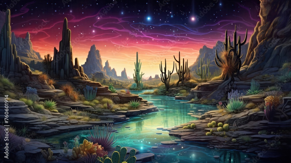 A surreal graphite pencil drawing of a dreamlike desert oasis where ...
