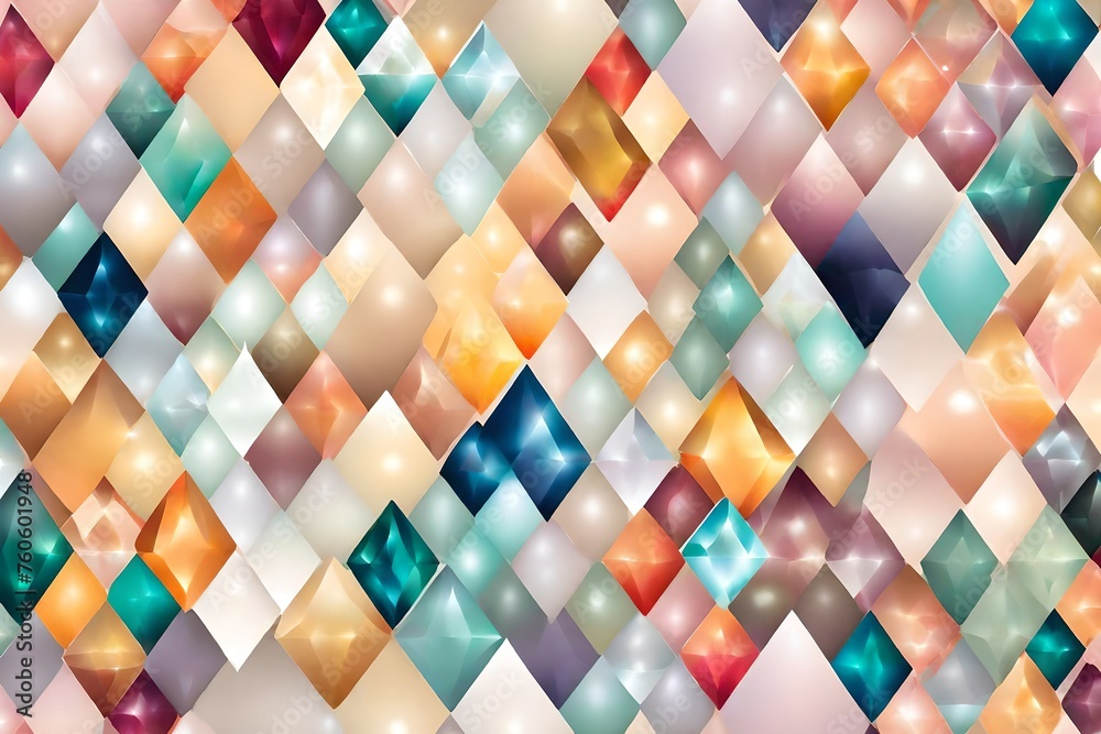 abstract colorful background, Colorful diamonds and pearls glisten atop ...