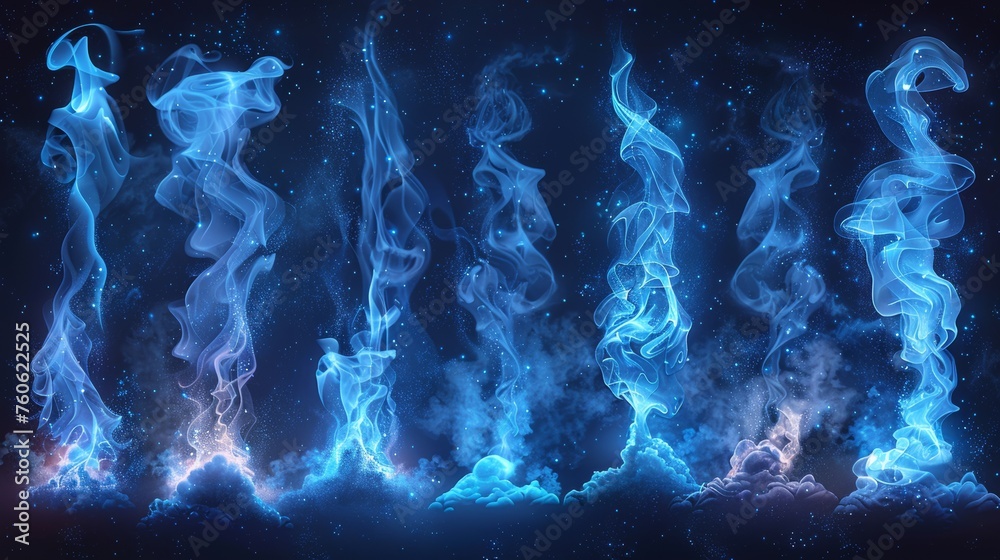 Modern illustration of comic dust puff, dirty steam after magic power ...